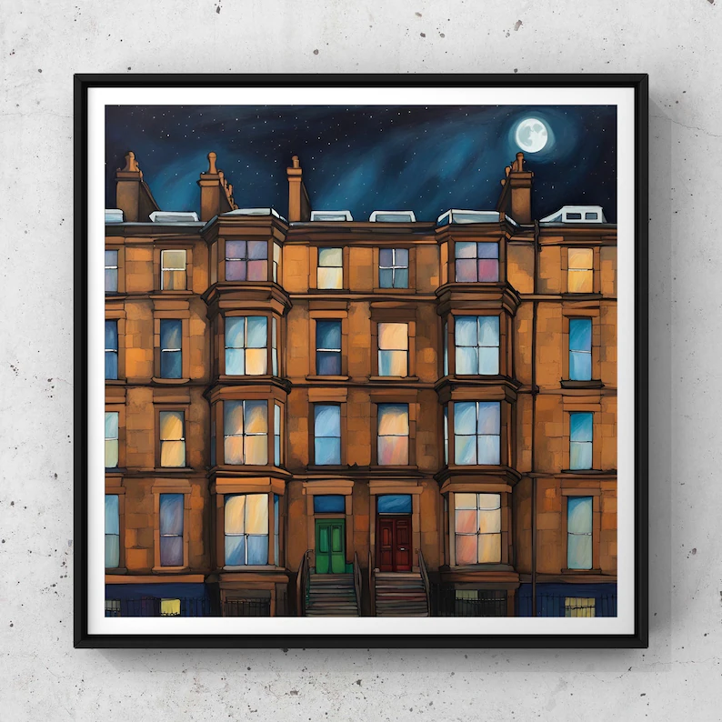 Glasgow Tenement Square Print | Simply The West Prints